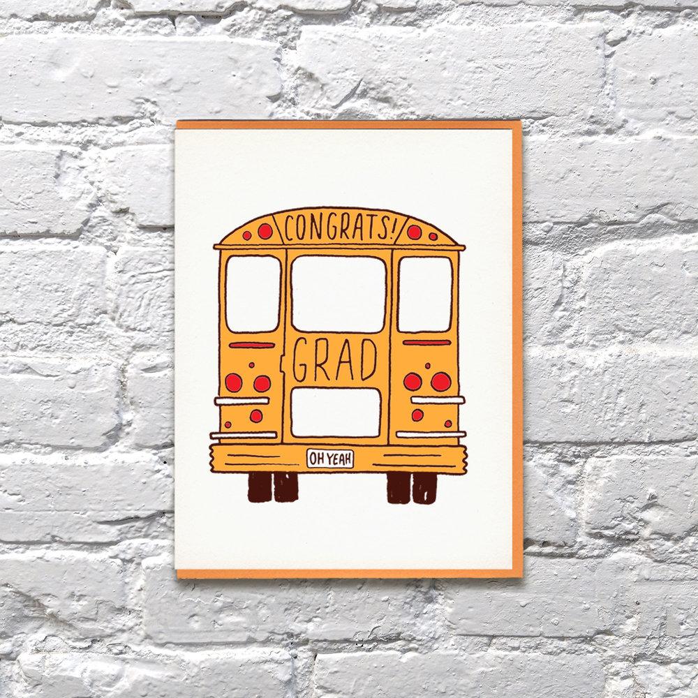Congrats Grad Bus Greeting Card – Pretty Good Co.